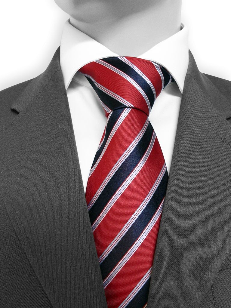 Stripe 190 - Cravate de type club 100% soie tissée, rayée bleue et ...