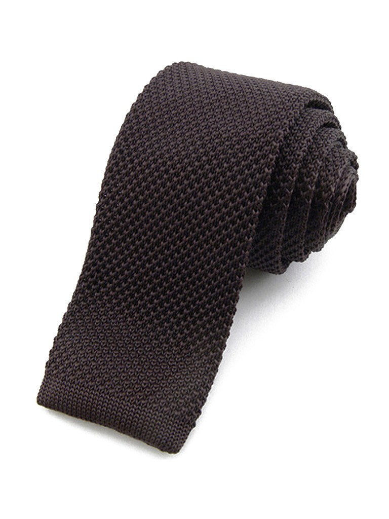 Grand choix de cravates Dandy tricot marron chocolat, coupe slim