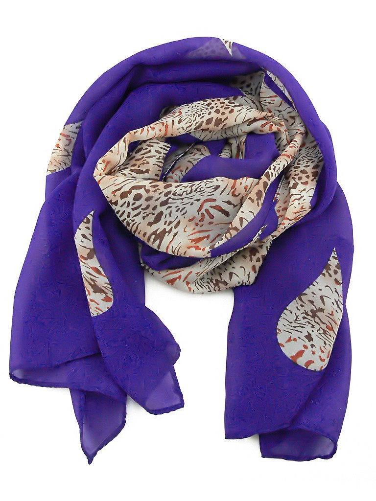 Foulard bleu en mousseline style léopard par EDERTON