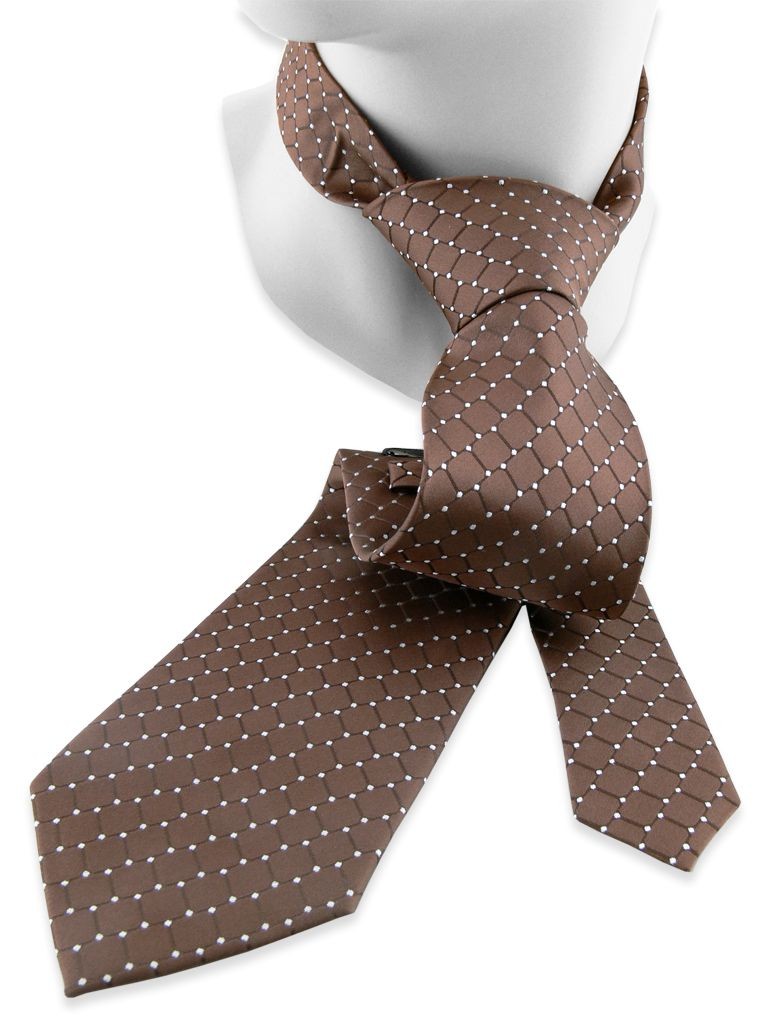 Motive 120 - Cravate moderne﻿ en soie marron d'allure vintage, motif en ...